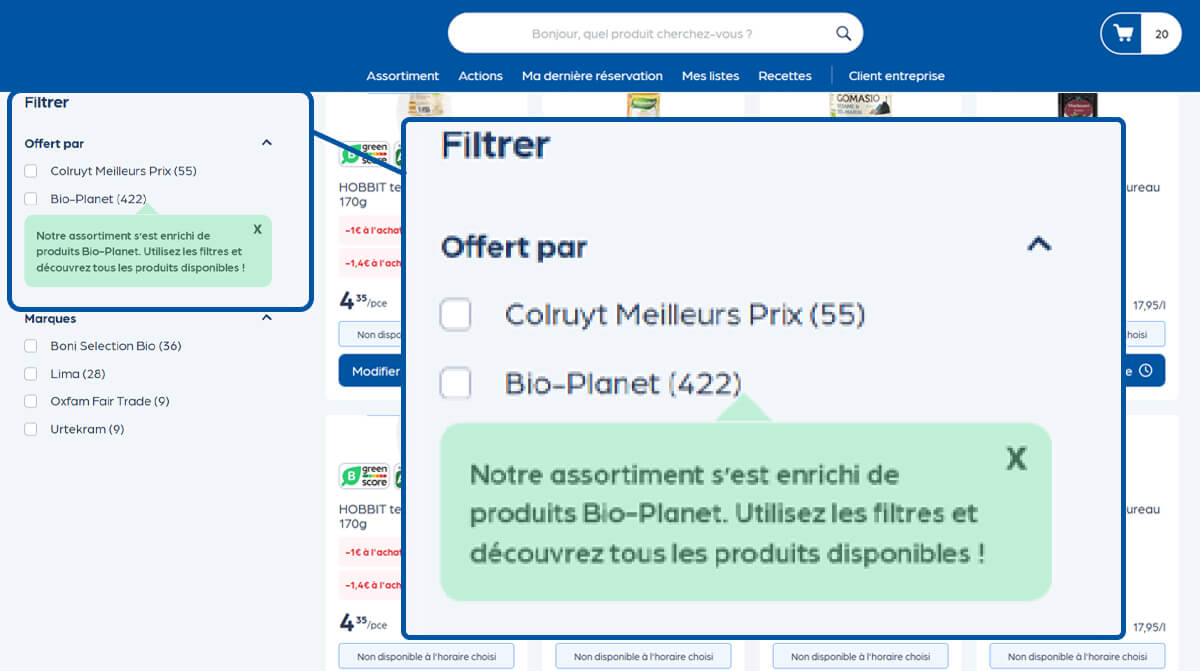 Colruyt et Bio-Planet en 1 commande | Collect&Go